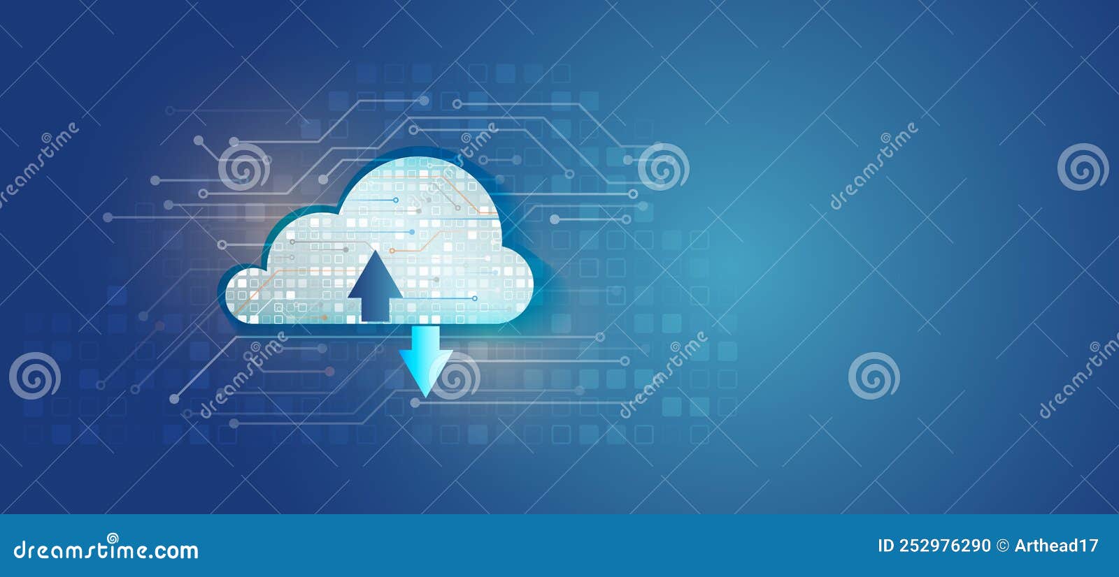 Abstract Datacenter, Network System. Web Hosting Vector Banner. Cloud Computing, Media Server ...