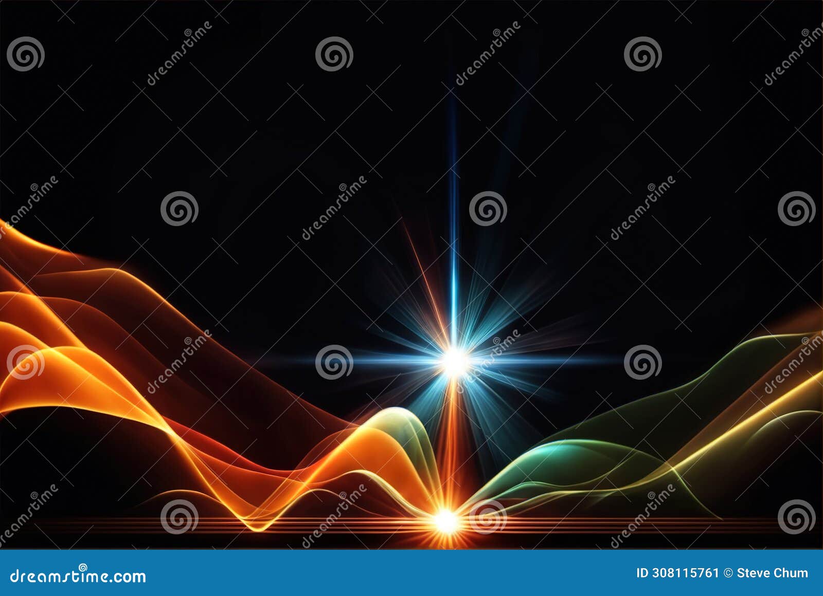 Abstract Dazzling Sun Rays on Black Background Stock Illustration ...