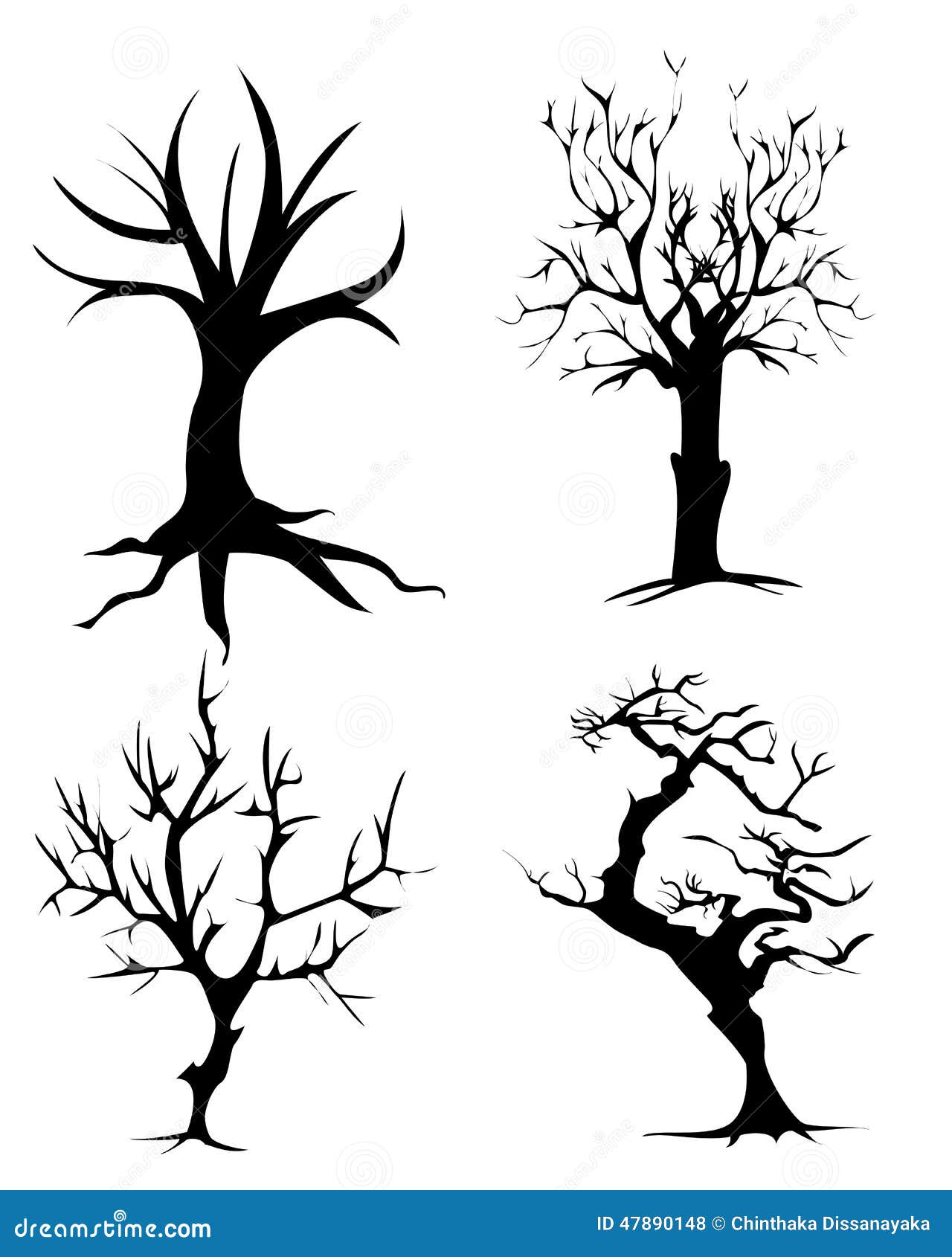 Dead Trees With BatsHalloween Background With Bats And Dead Trees In ...