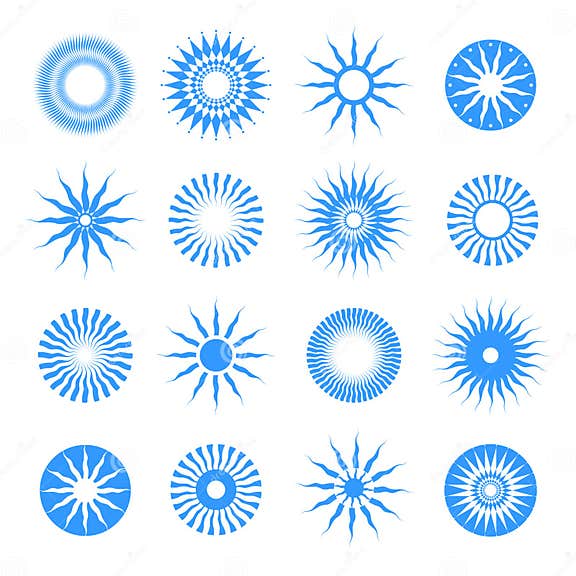 Abstract Decorative Blue Sun Icons. Elements for Design Stock Vector ...