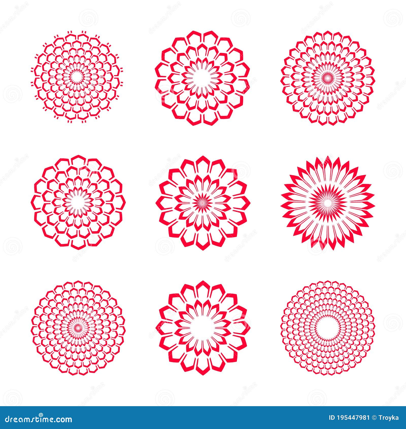 Abstract Decorative Circle Design Elements Set Stock Vector ...