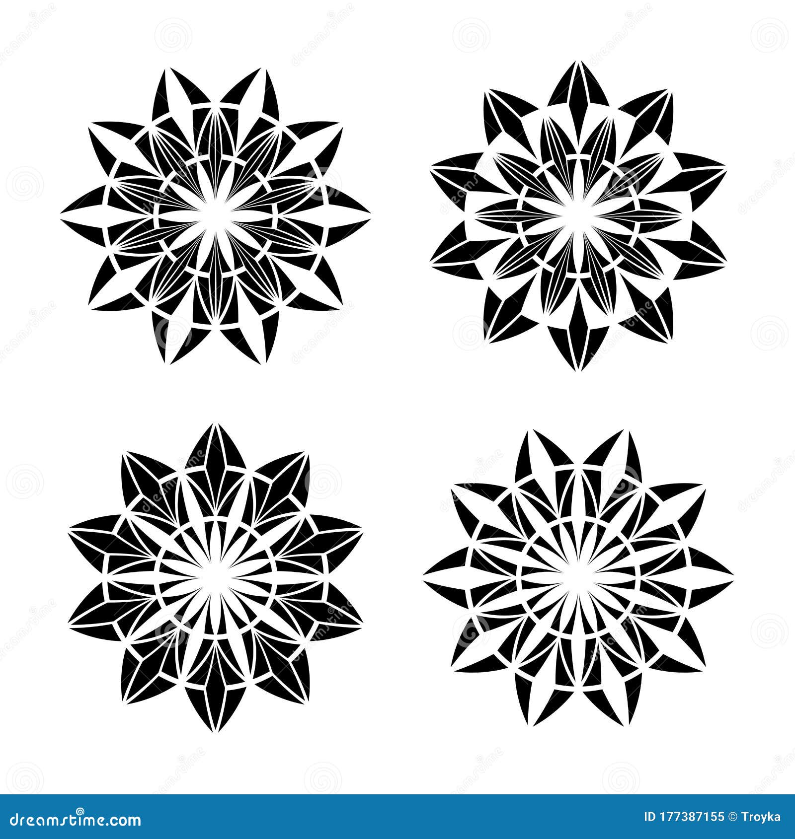 Abstract Decorative Circle Floral Design Elements Stock Vector ...
