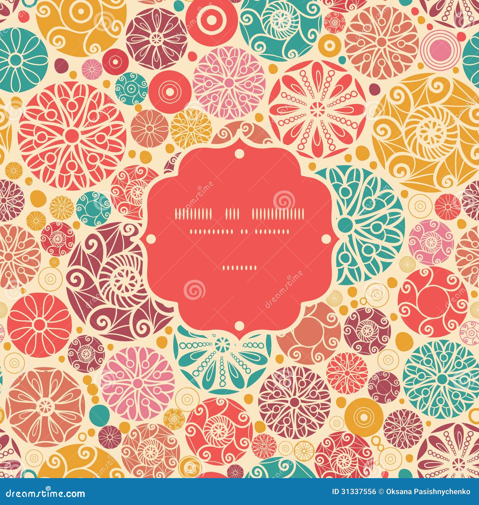 Abstract Decorative Circles Frame Seamless Pattern Stock Vector ...