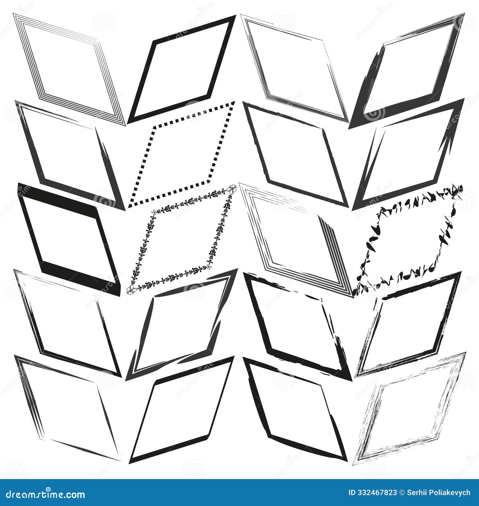 Abstract Decorative Frames Collection. Hand-drawn Geometric Borders ...