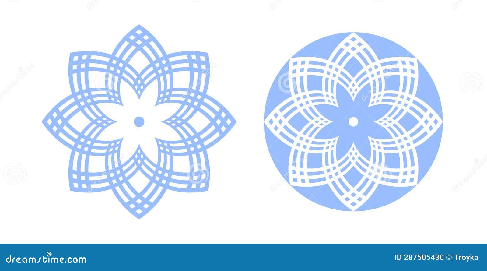 Abstract Decorative Geometric Blue Round Radial Patterns Set Stock ...