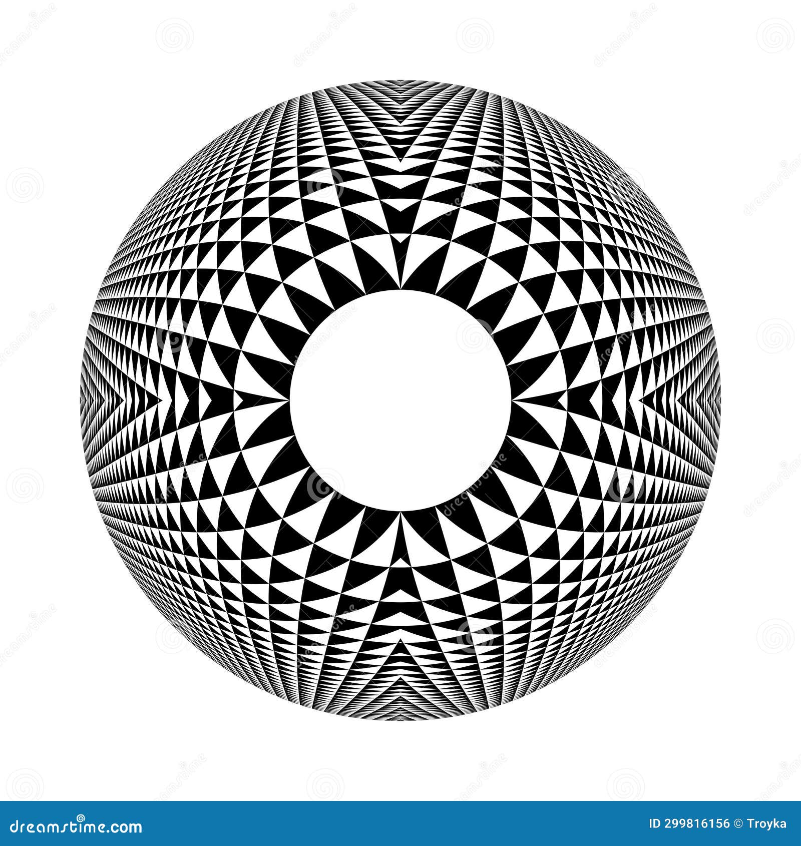 Abstract Decorative Geometric Circle Spherical Black and White Pattern ...