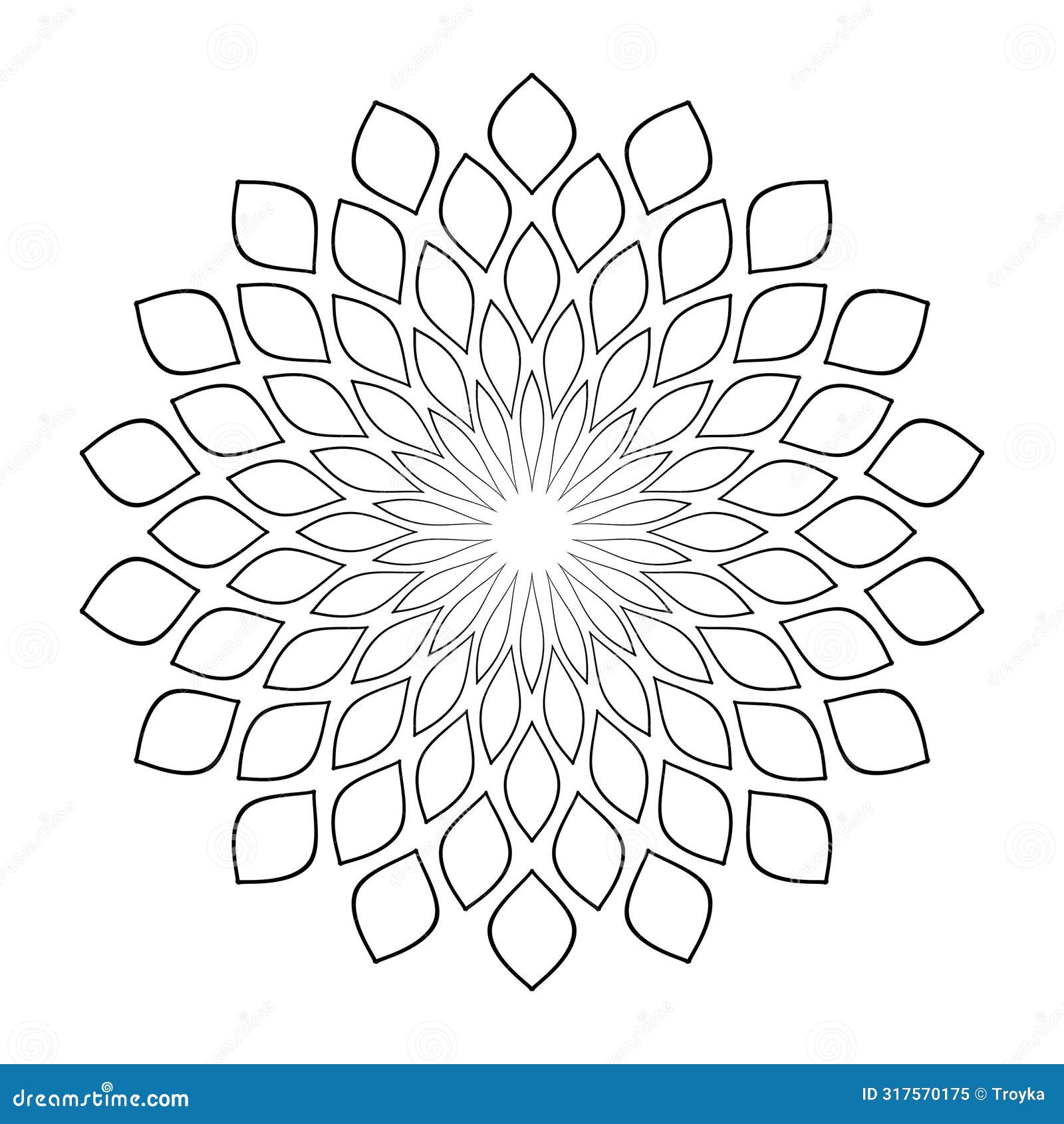 Abstract Decorative Outline Circle Radial Floral Pattern Stock Vector ...