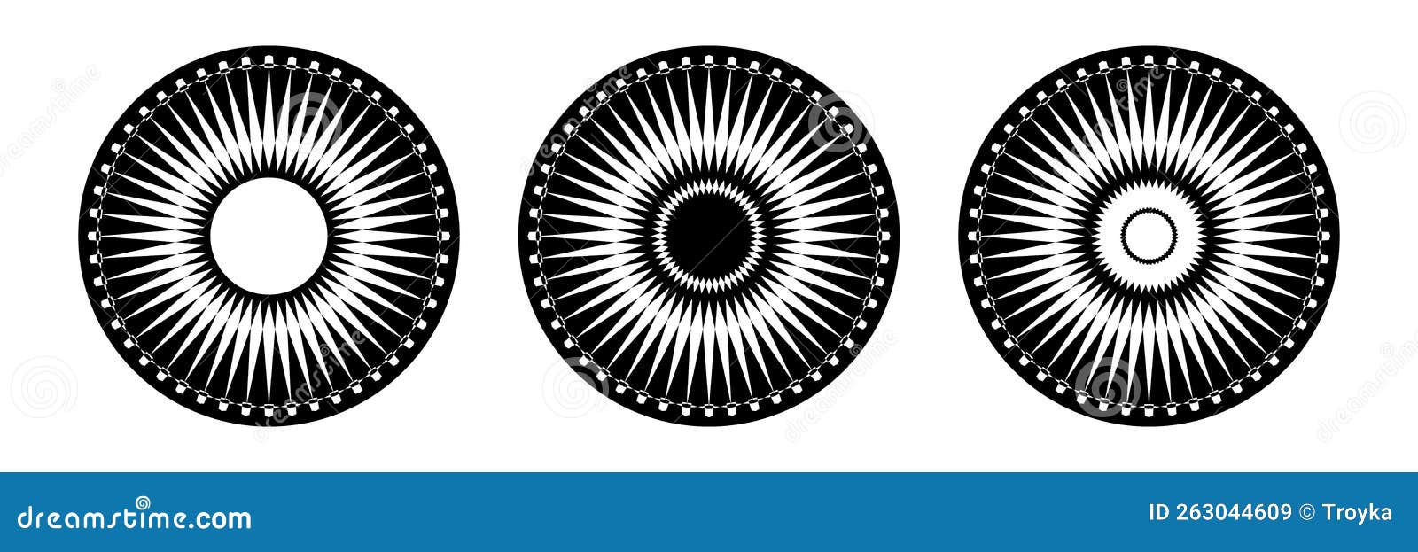 Abstract Decorative Radial Circle Patterns. Round Design Elements Set ...