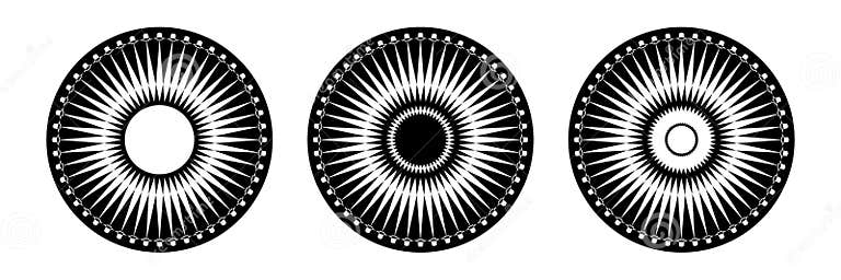 Abstract Decorative Radial Circle Patterns. Round Design Elements Set ...