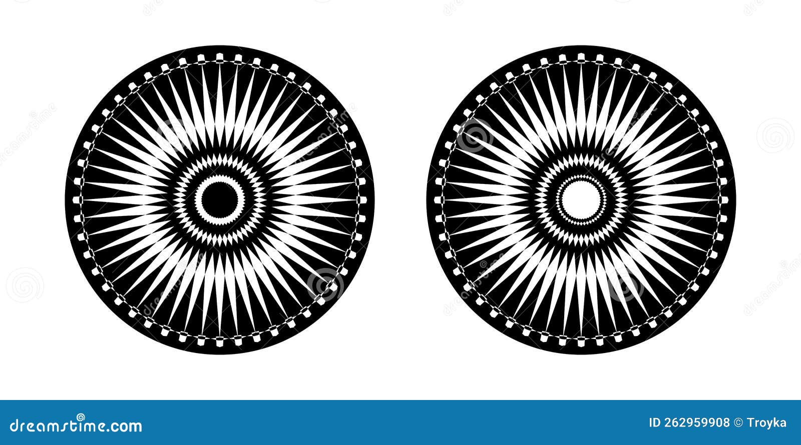 Abstract Decorative Radial Circle Patterns. Round Design Elements Set ...