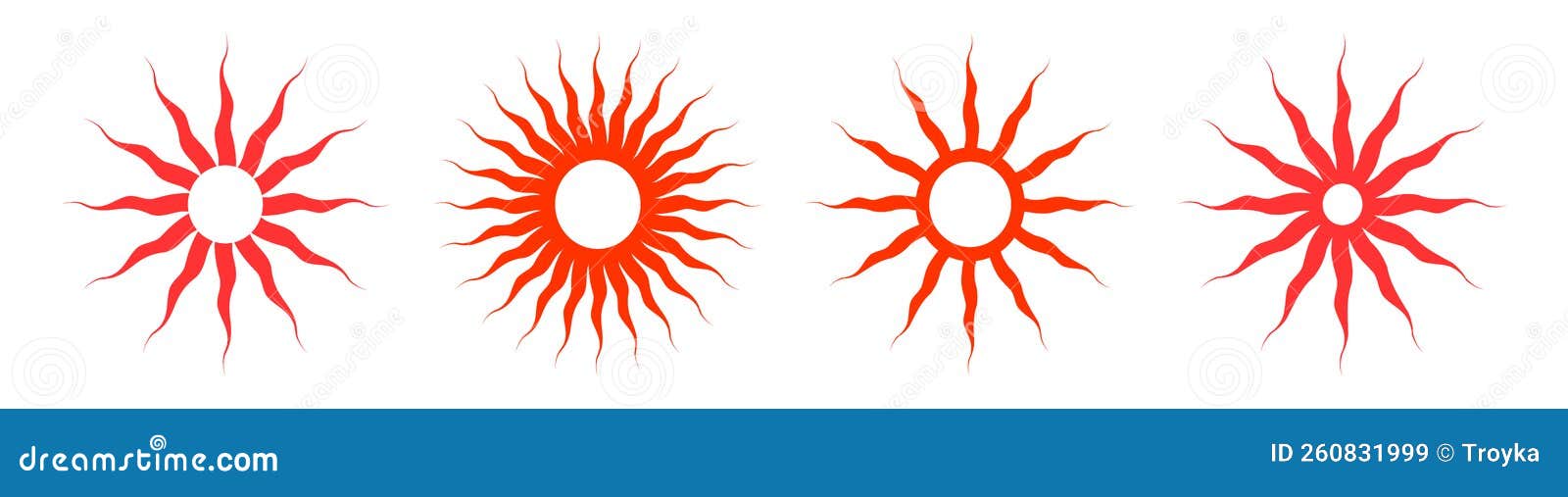 Abstract Decorative Red Sun Icons. Design Elements Set Stock Vector ...