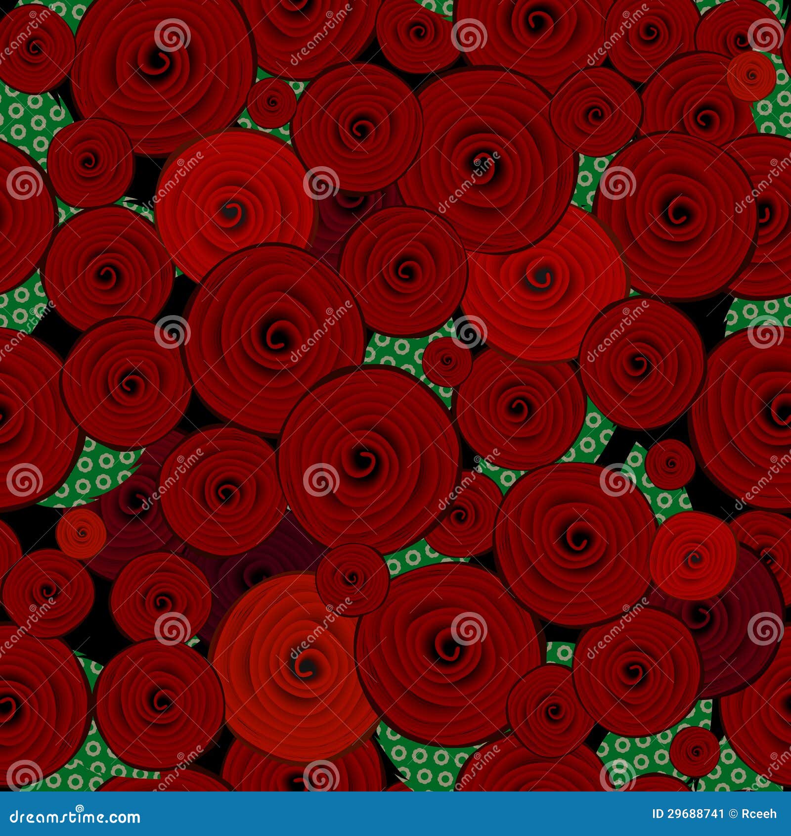 Abstract Decorative Roses Pattern Stock Vector - Illustration of green ...