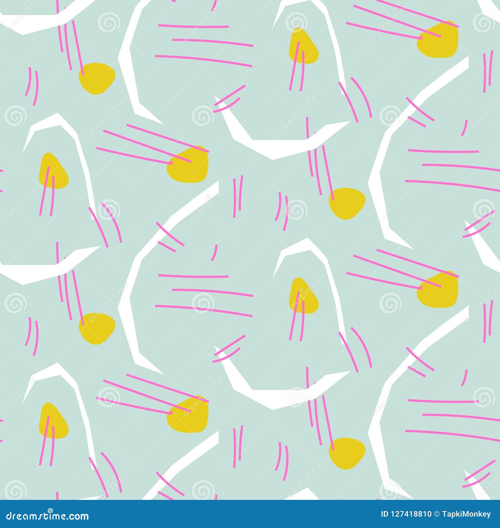 Abstract Decorative Thin Shapes and Strokes Seamless Vector Blue Modern ...