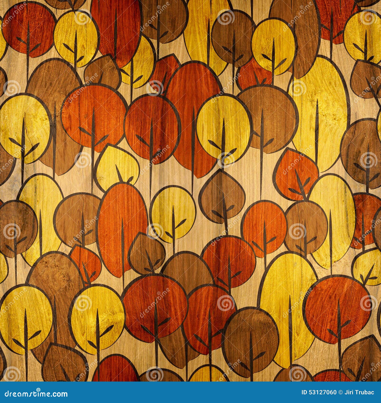 Abstract Decorative Trees - Seamless Background - Wood Texture Stock ...