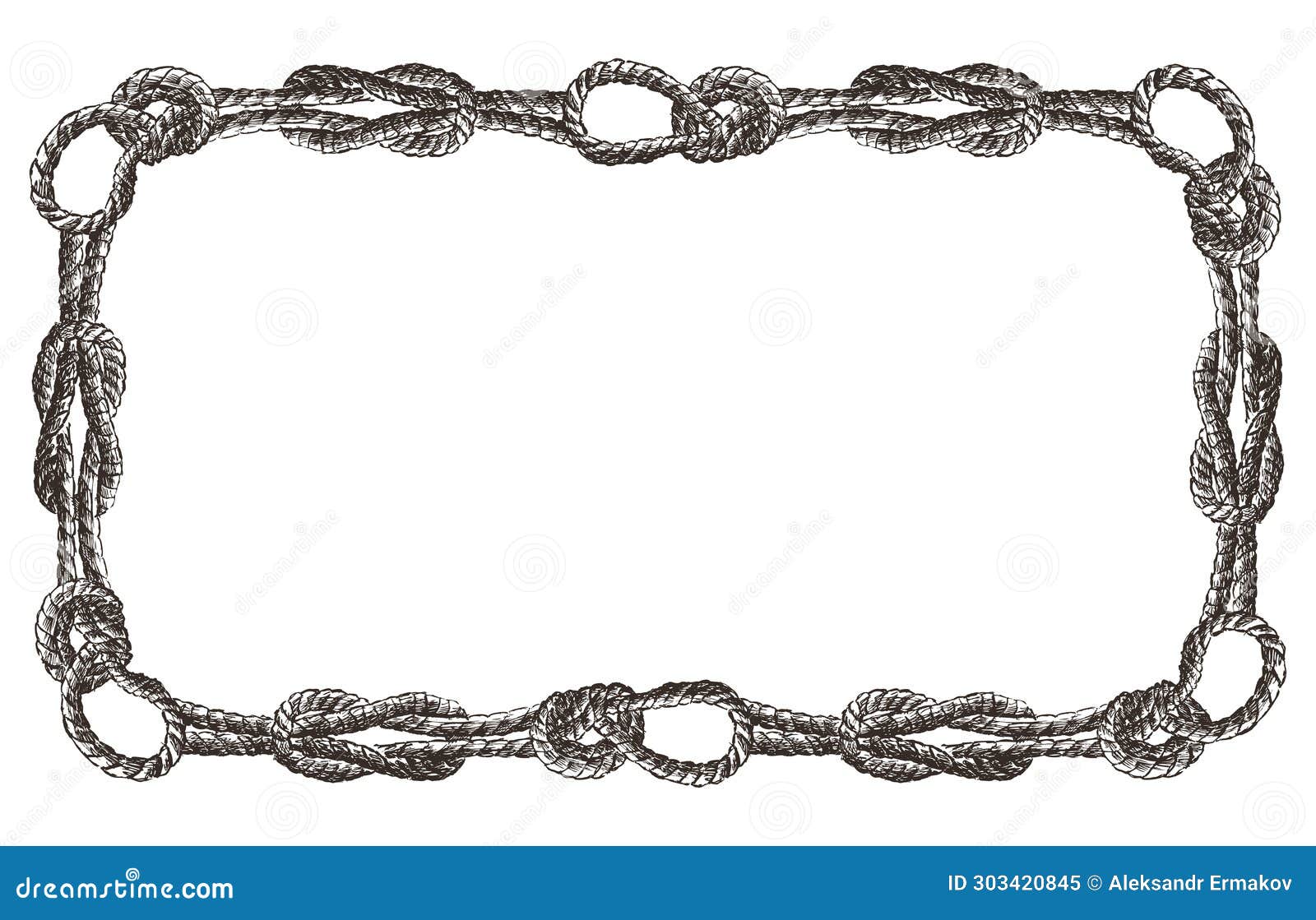 Abstract Decorative Vector Border of Drawn Rigging Rope Tied in Sea ...