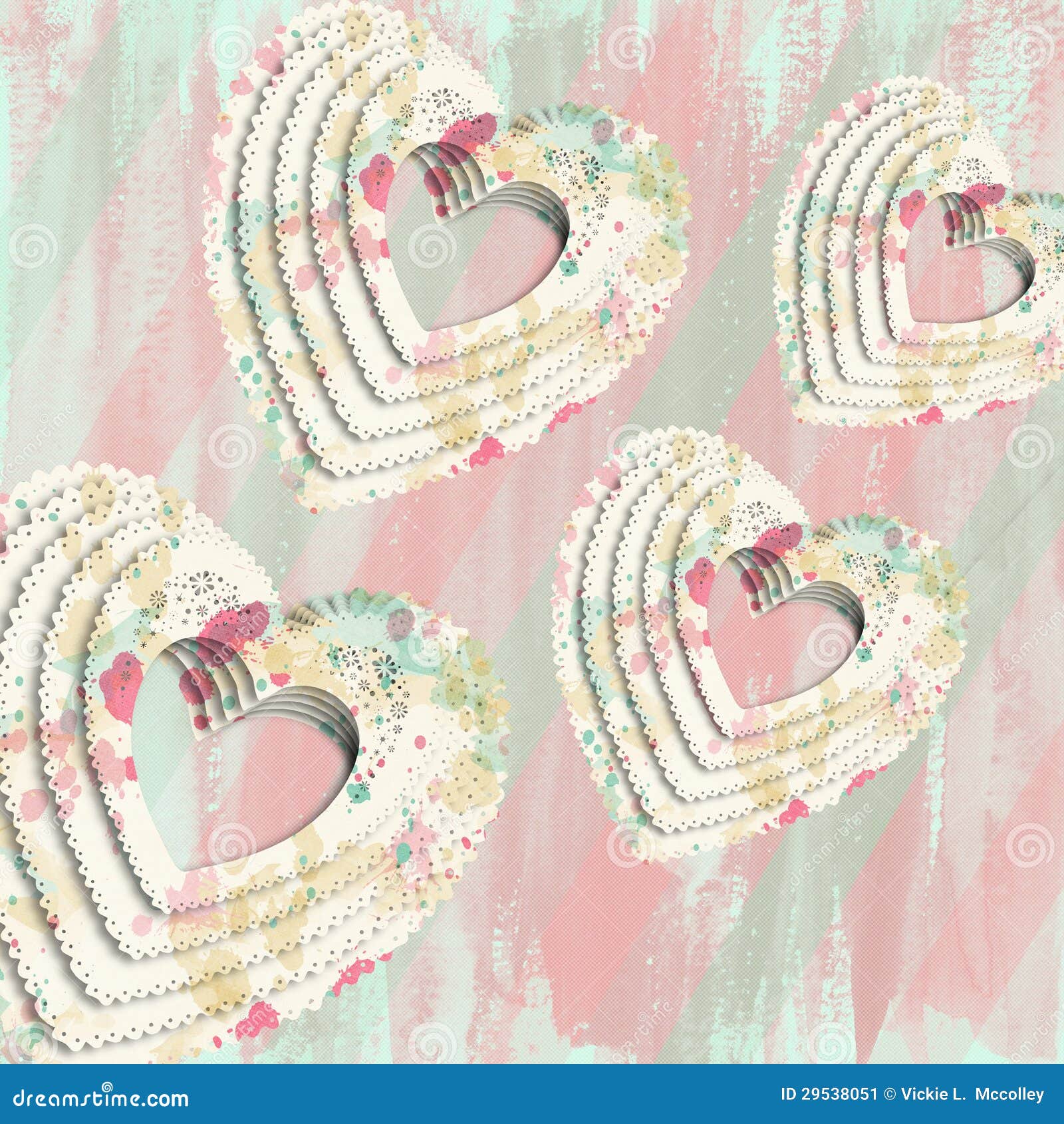 Abstract Decoupage Hearts stock illustration. Illustration of fancy ...