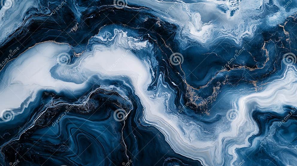 Abstract Deep Blue Marble Swirl Texture with Dynamic White Patterns ...