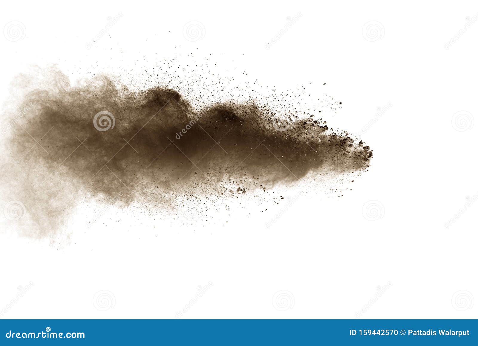 Abstract Deep Brown Dust Explosion On White Background. Freeze Motion ...