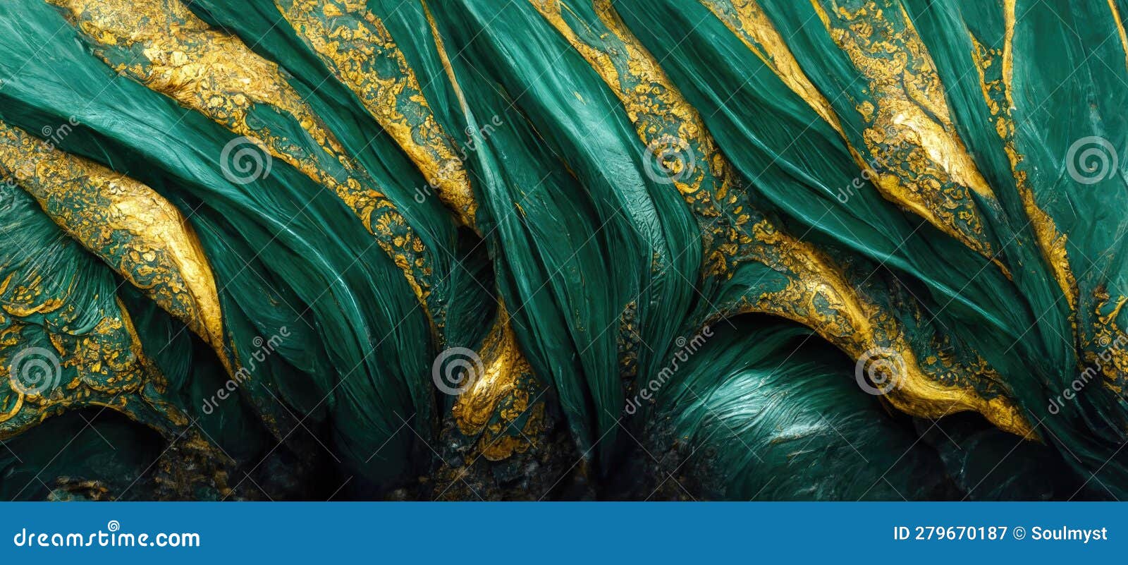 Abstract Deep Green Jade with Embedded Gold Rock Texture Pattern ...