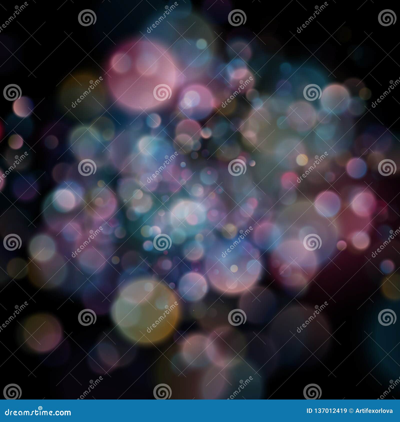 Abstract Defocused Circular Color Bokeh on Dark Background. EPS 10 ...