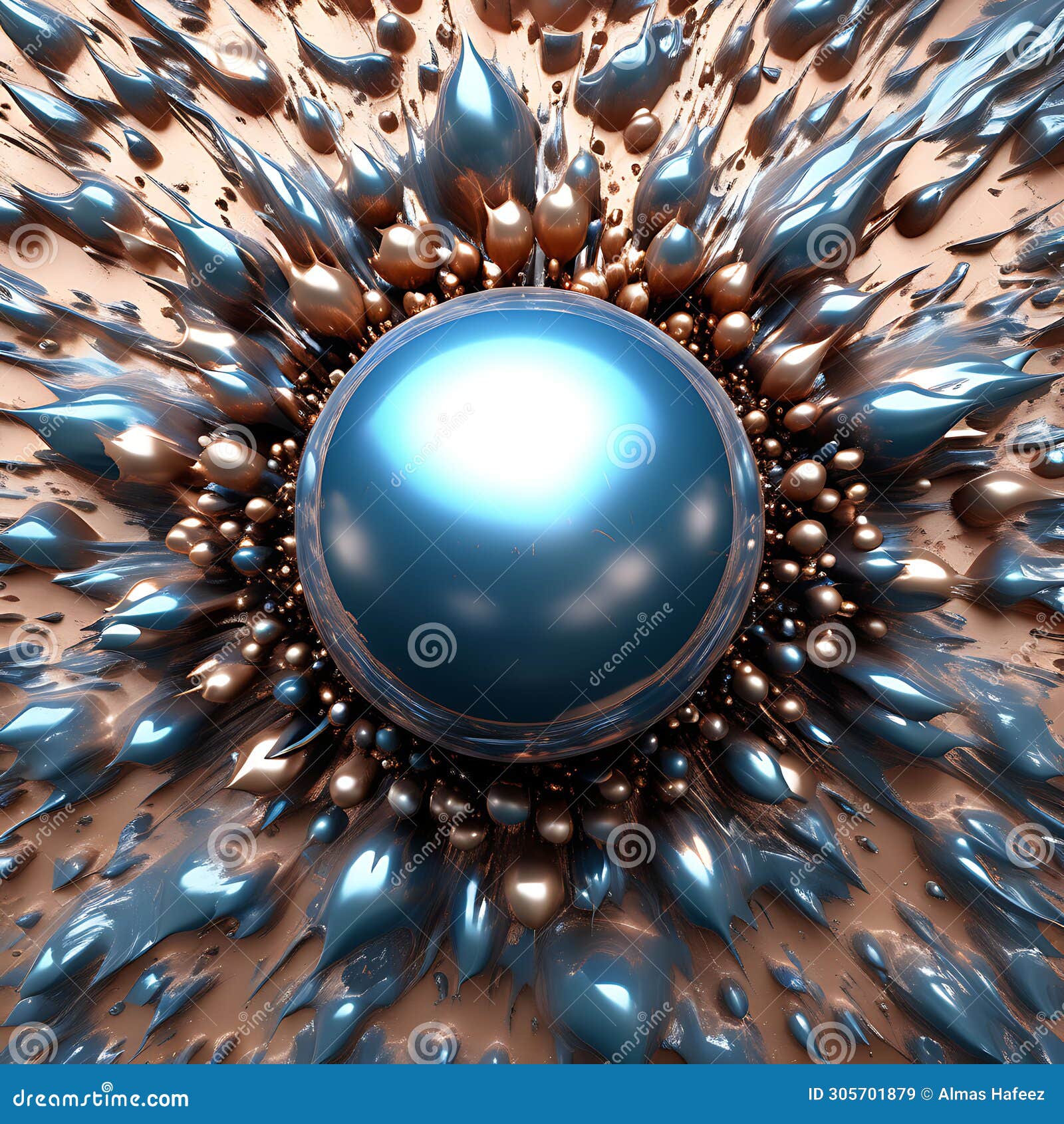 Abstract Deformation: 3D Rendered Sphere with Deformed Surface ...
