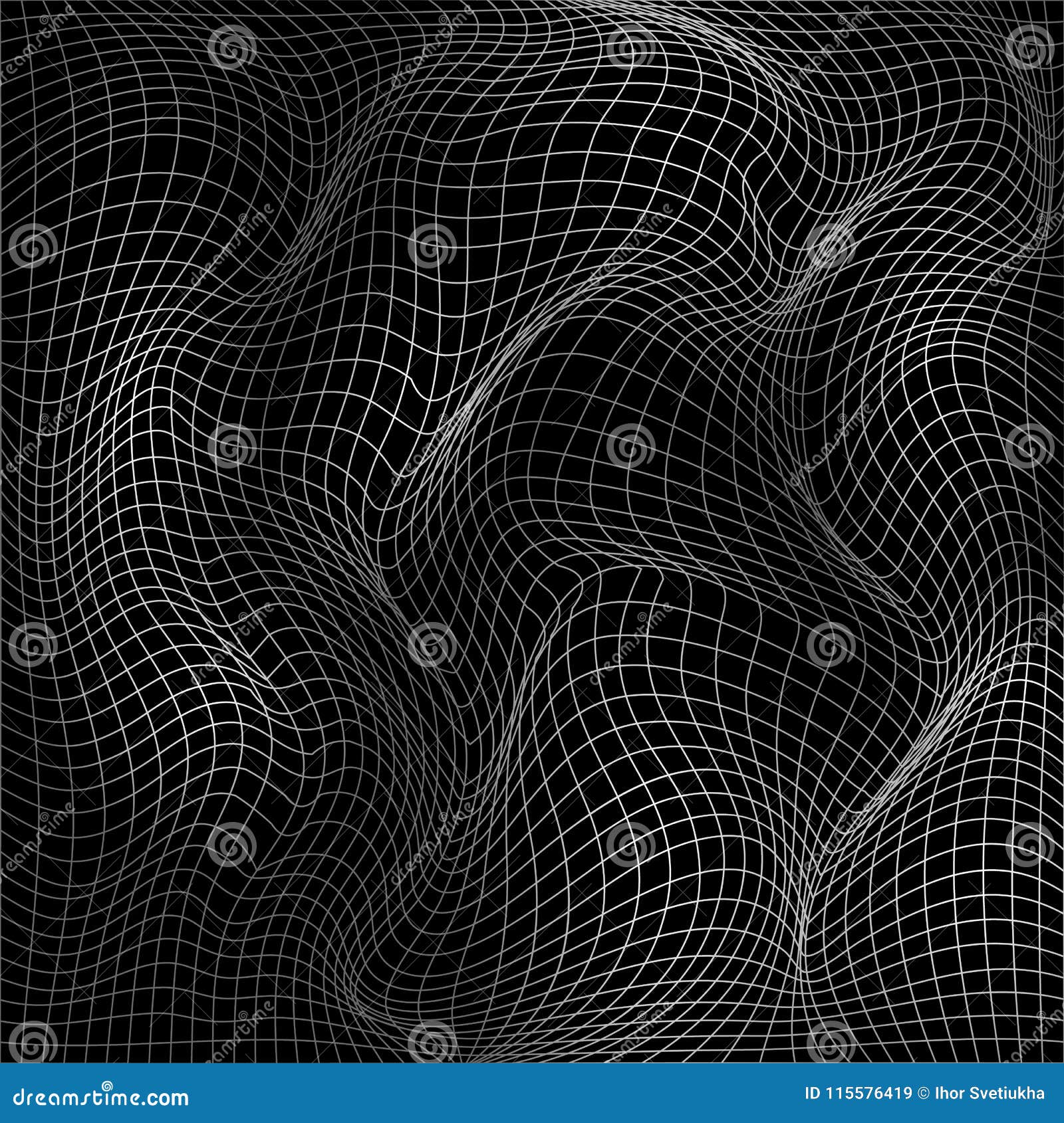 Abstract Deformation of Net. Wavy Motion Mesh Structure. Vector Stock ...