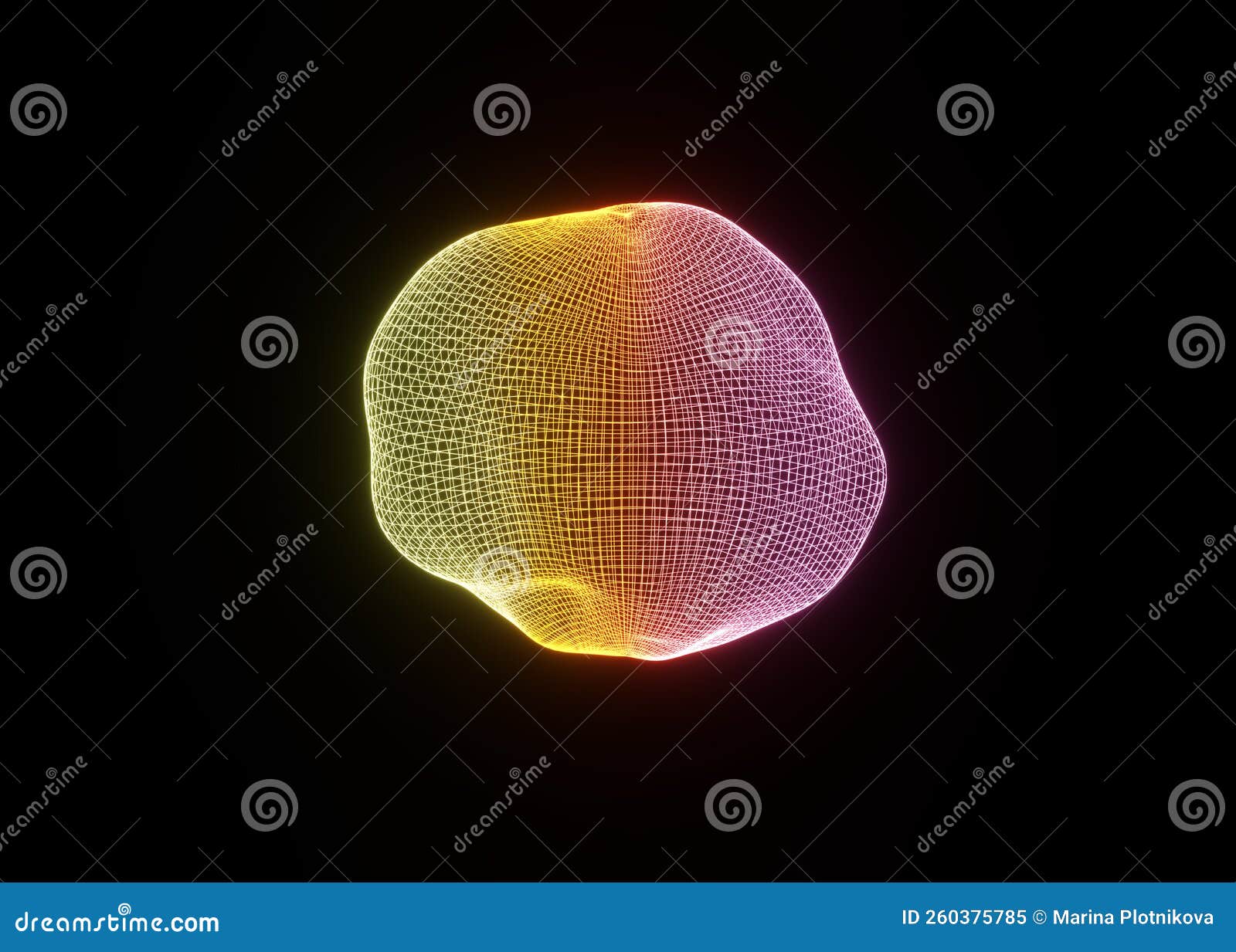 Abstract Deformed 3D Sphere. Bright Glowing Radial or Circular Digital ...