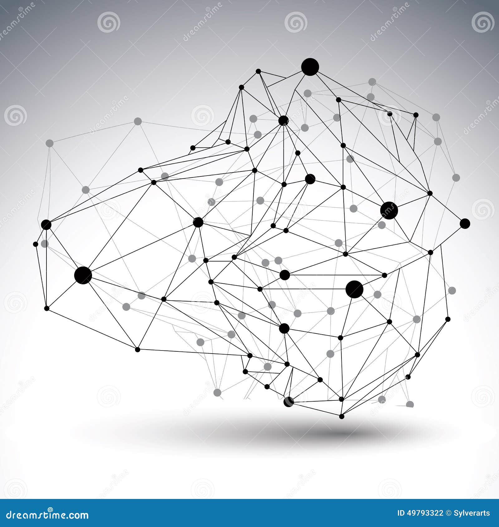 Abstract Deformed Vector Black And White Lattice Figure Chaotic Stock