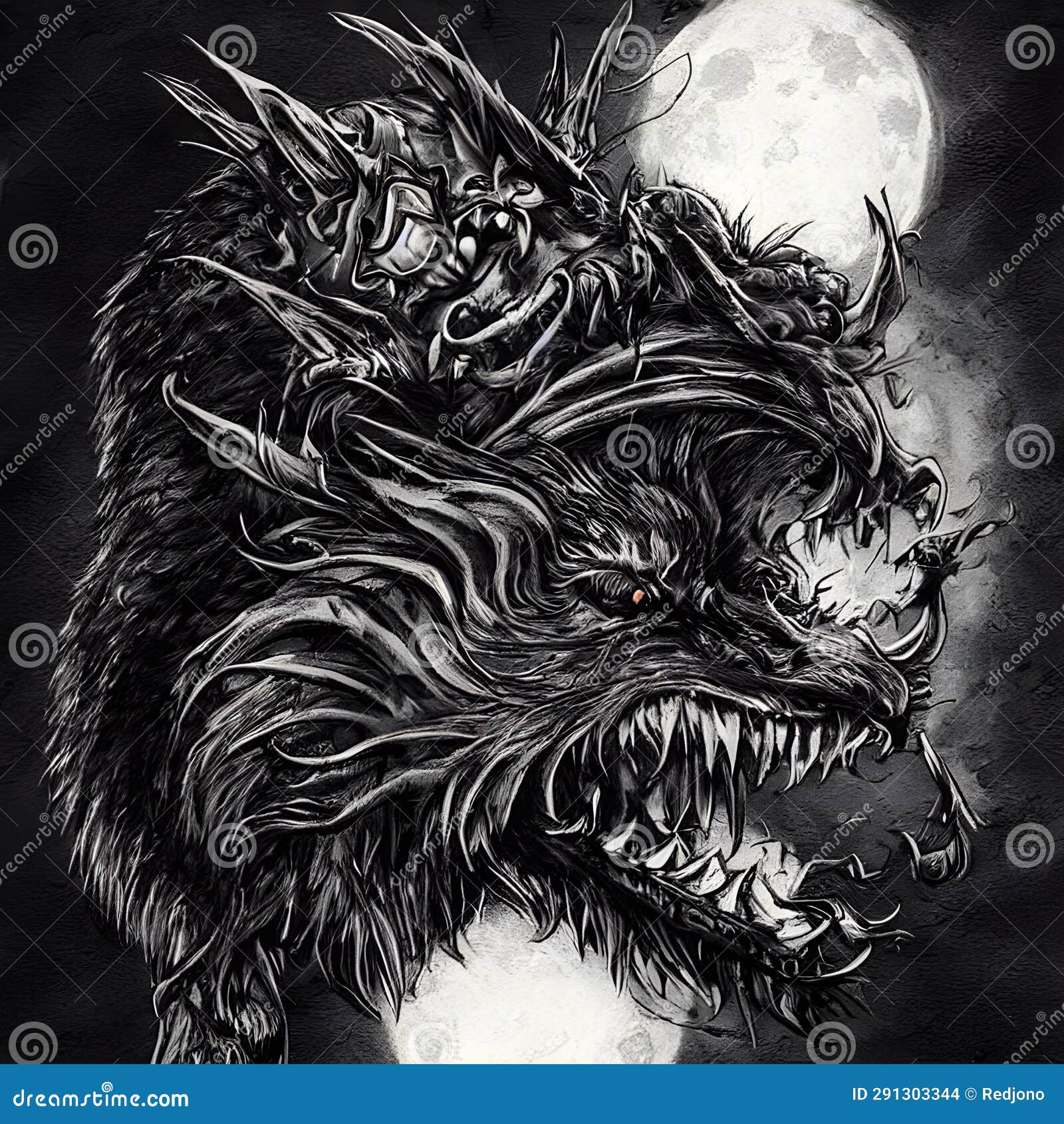 Abstract Demonic Werewolf Beast of Nightmares Stock Illustration ...