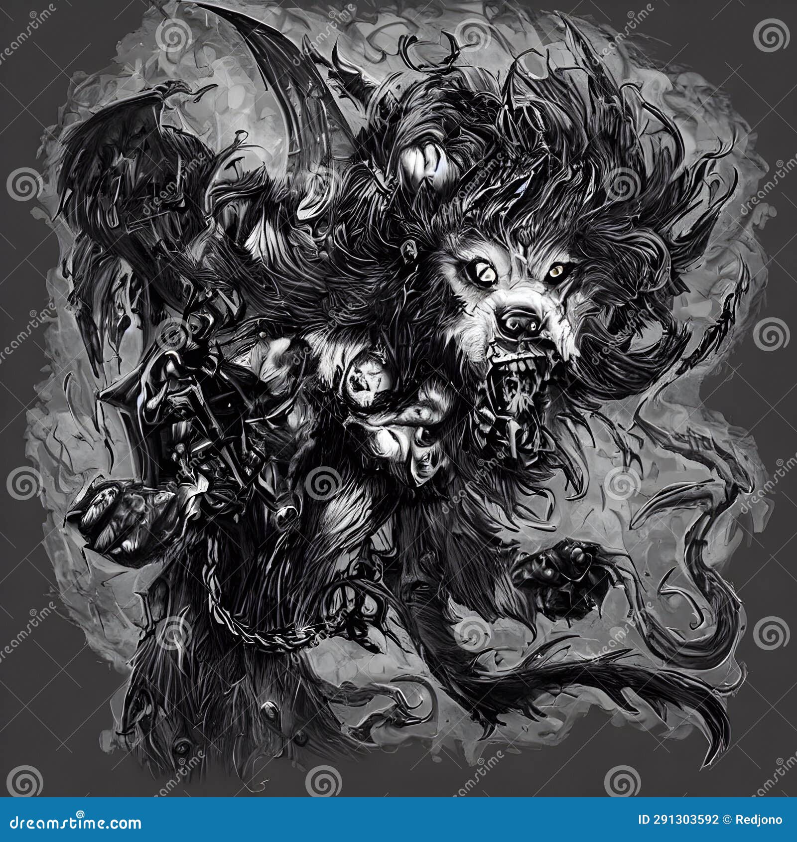 Abstract Demonic Werewolf Beast of Nightmares Stock Illustration - Illustration of black ...