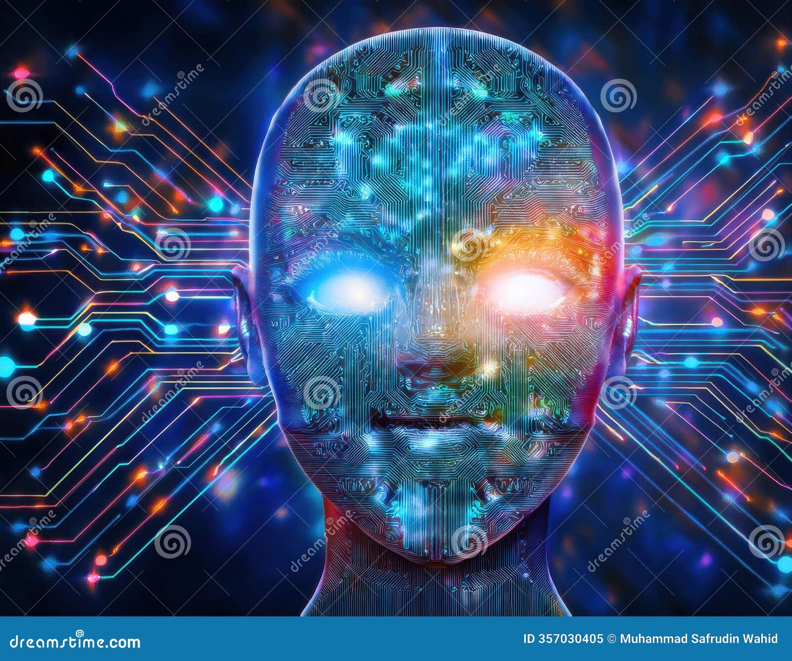 Ethereal Artificial Intelligence Avatar. Glowing Data Particles. Generative AI Royalty-Free ...