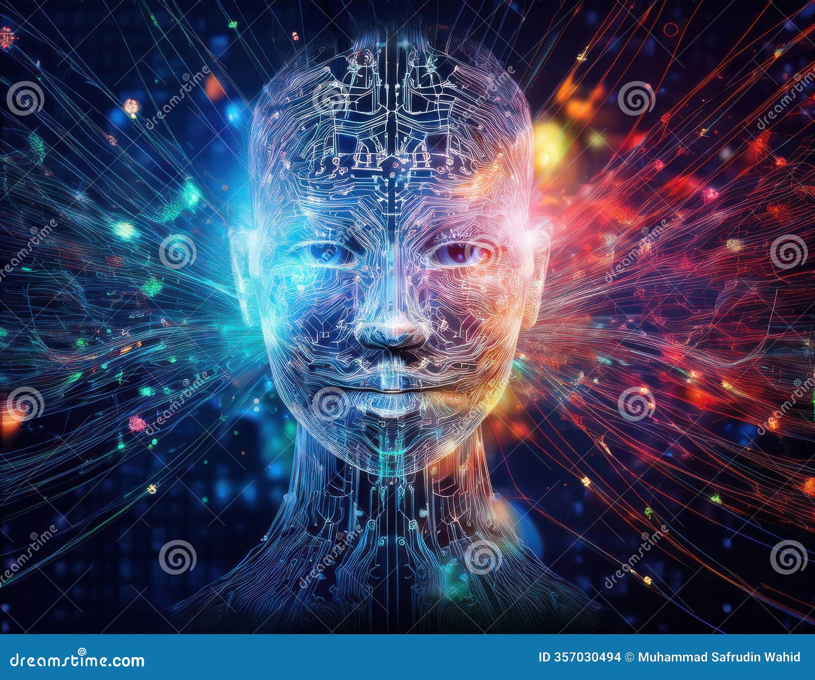 Ethereal Artificial Intelligence Avatar. Glowing Data Particles ...