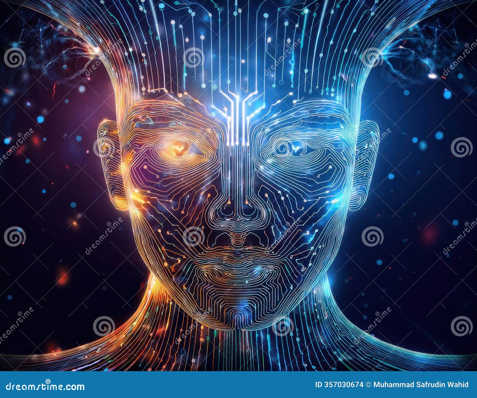 Ethereal Artificial Intelligence Avatar. Glowing Data Particles ...