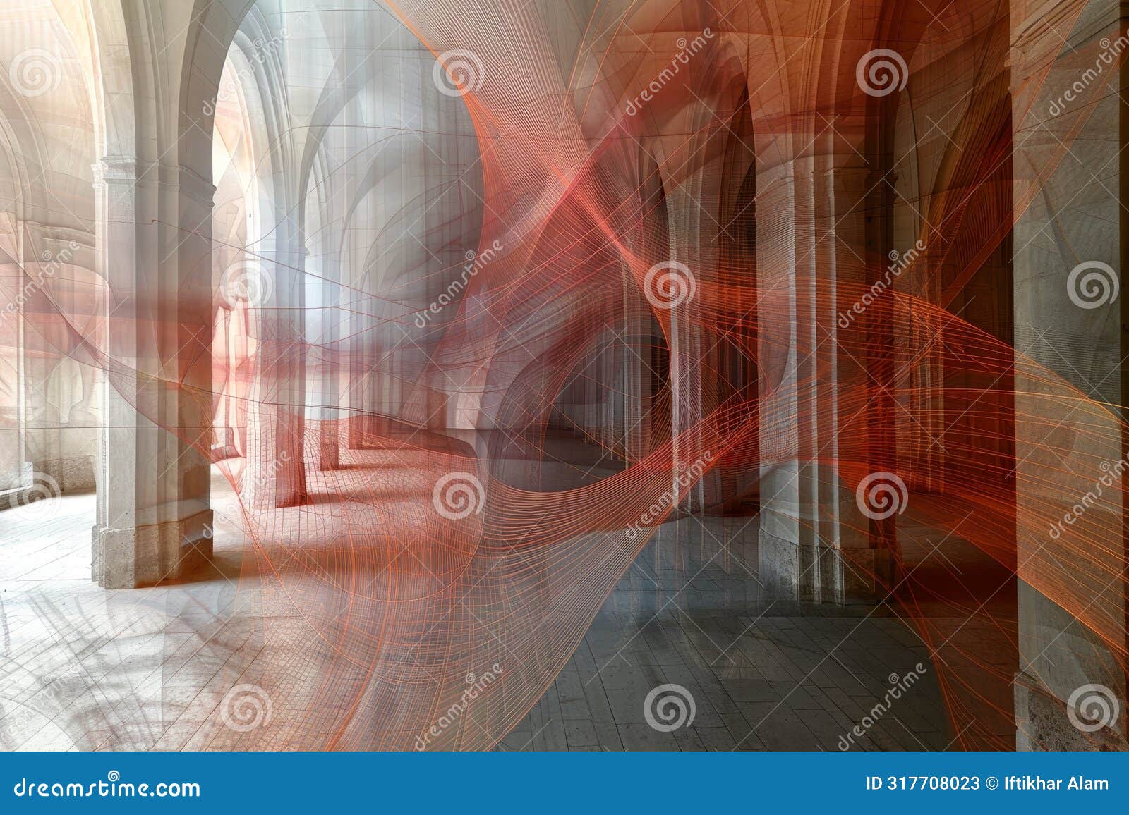 Abstract Depiction of a Building Structure with Columns and Arches, a ...