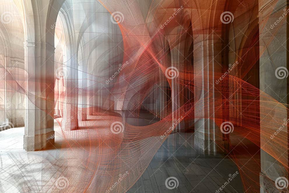 Abstract Depiction of a Building Structure with Columns and Arches, a ...