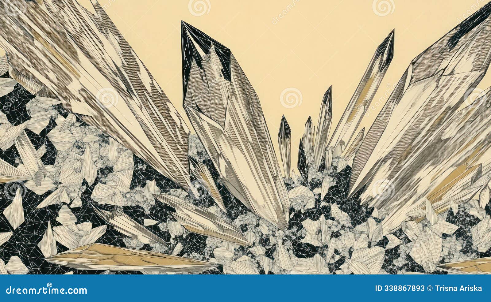 Abstract Depiction of Crystalline Structures with Sharp Angles and ...
