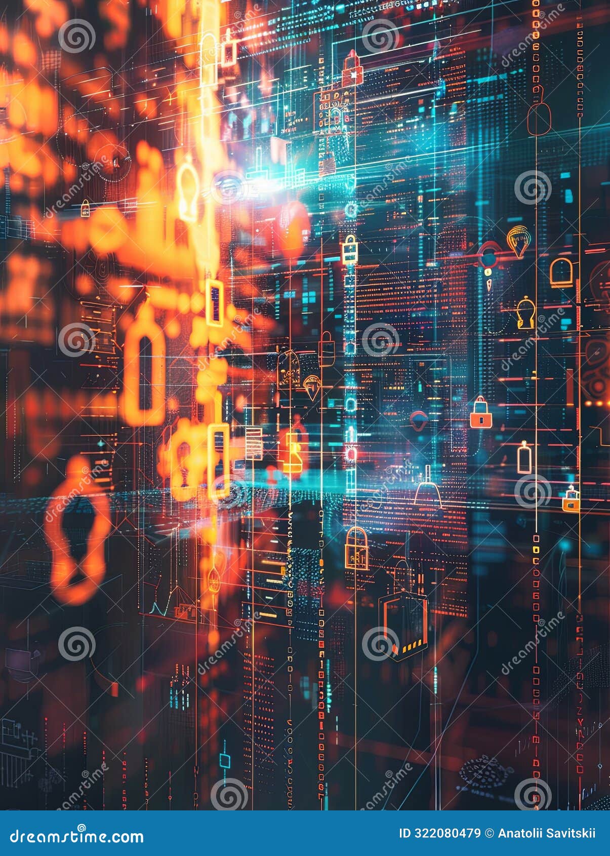 Abstract Depiction of a Cybersecurity Network Protected by AI ...