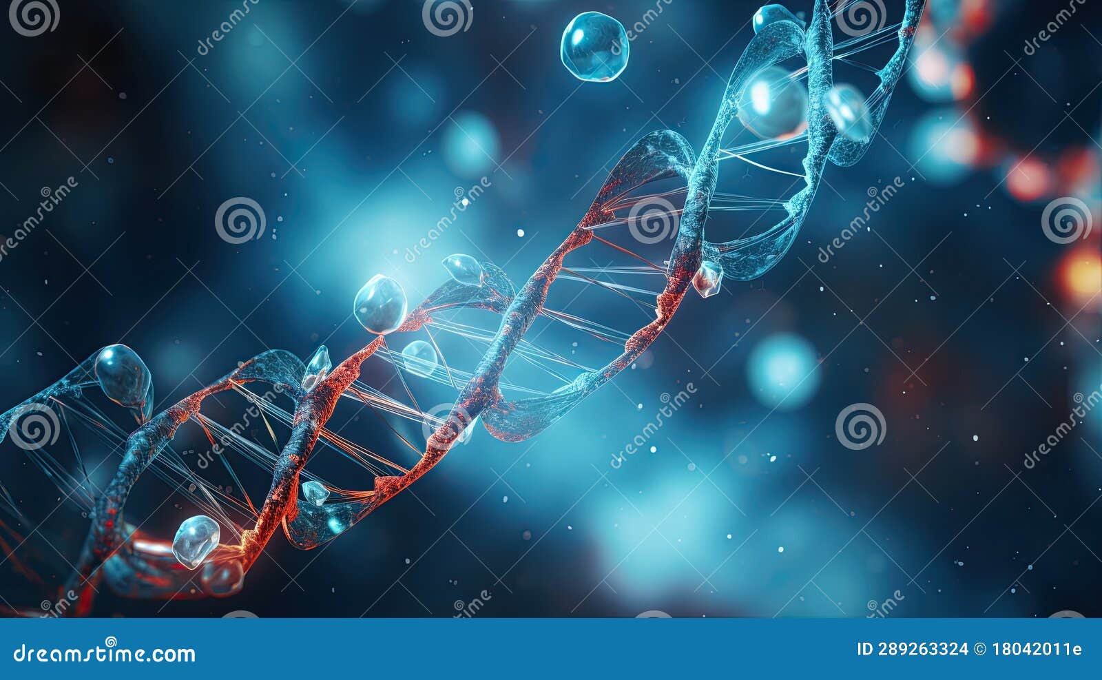 Abstract Depiction of DNA and RNA Molecules Inside a Cell on Dark ...