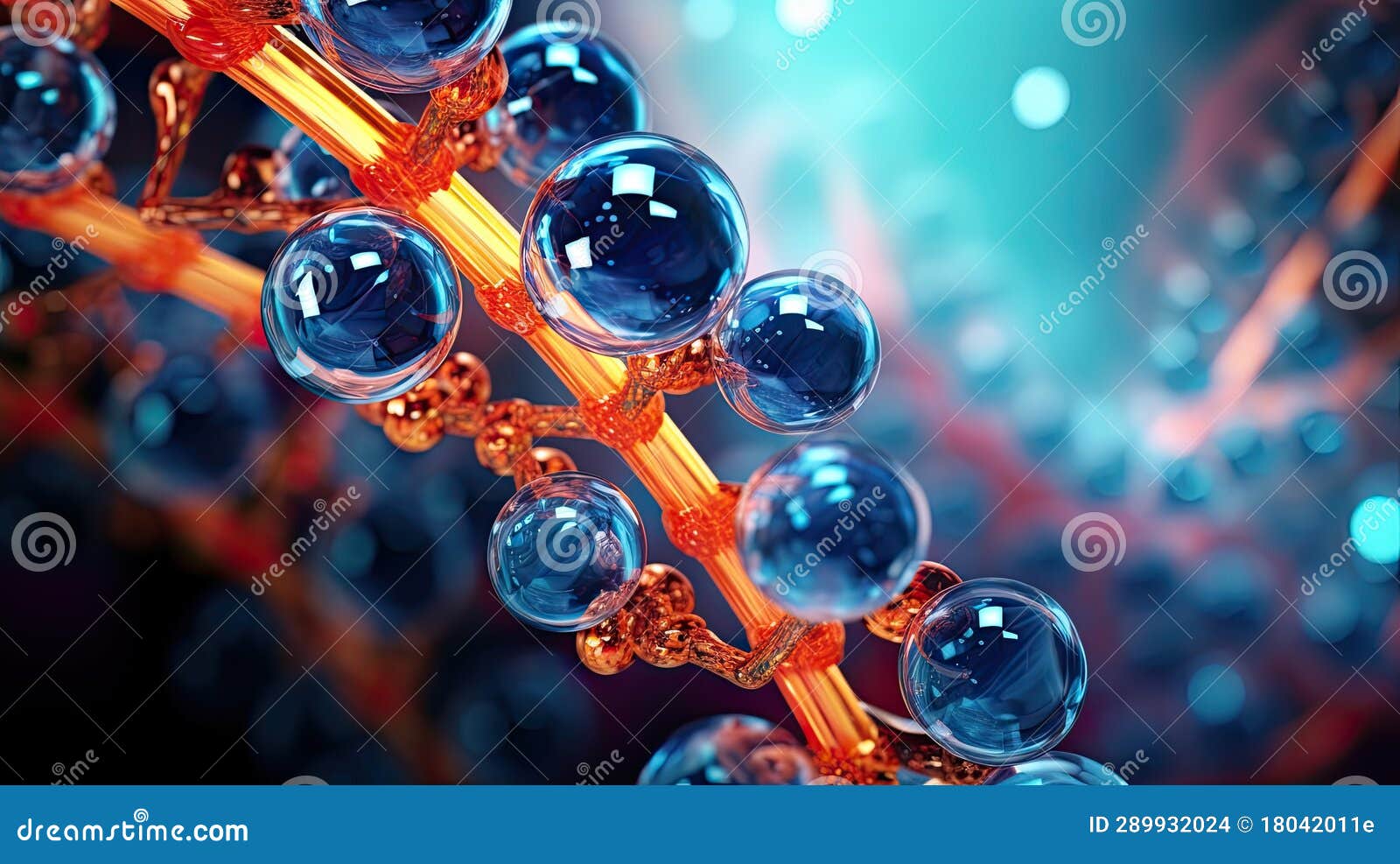 Abstract Depiction of DNA and RNA Molecules Inside a Cell on Dark ...