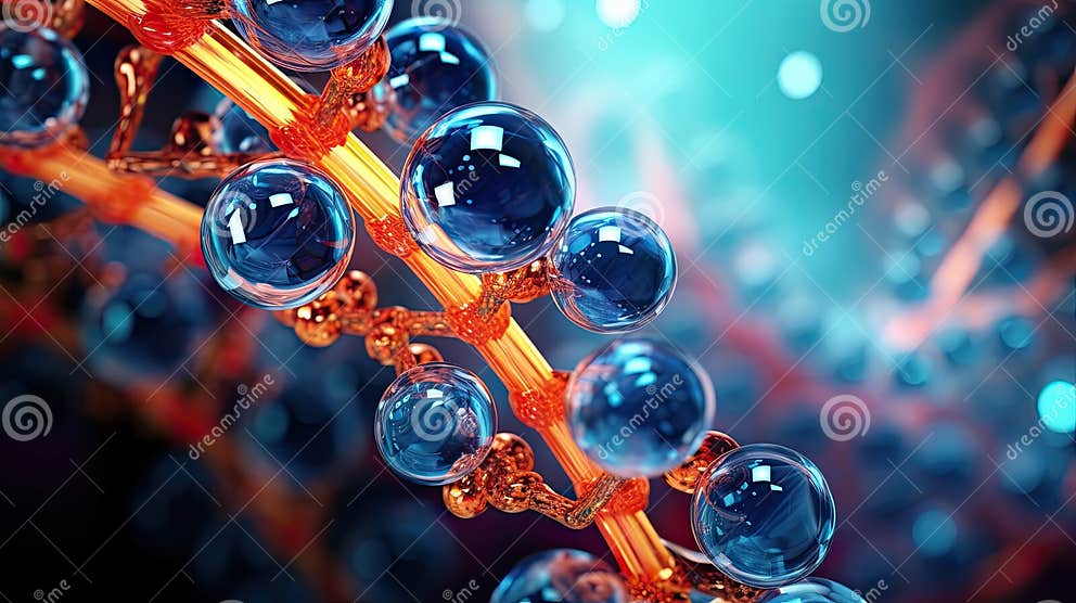 Abstract Depiction of DNA and RNA Molecules Inside a Cell on Dark ...