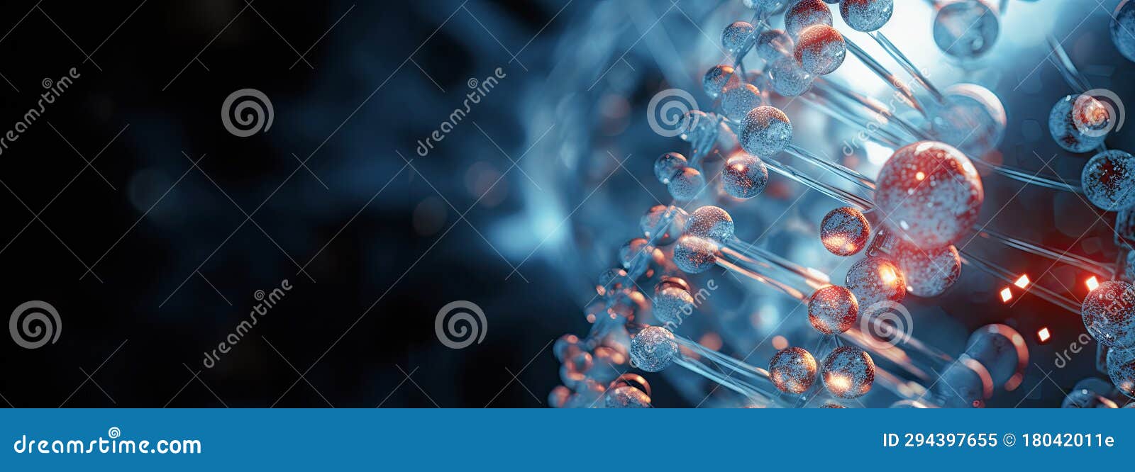 Abstract Depiction of DNA and RNA Molecules Inside a Cell on Dark ...