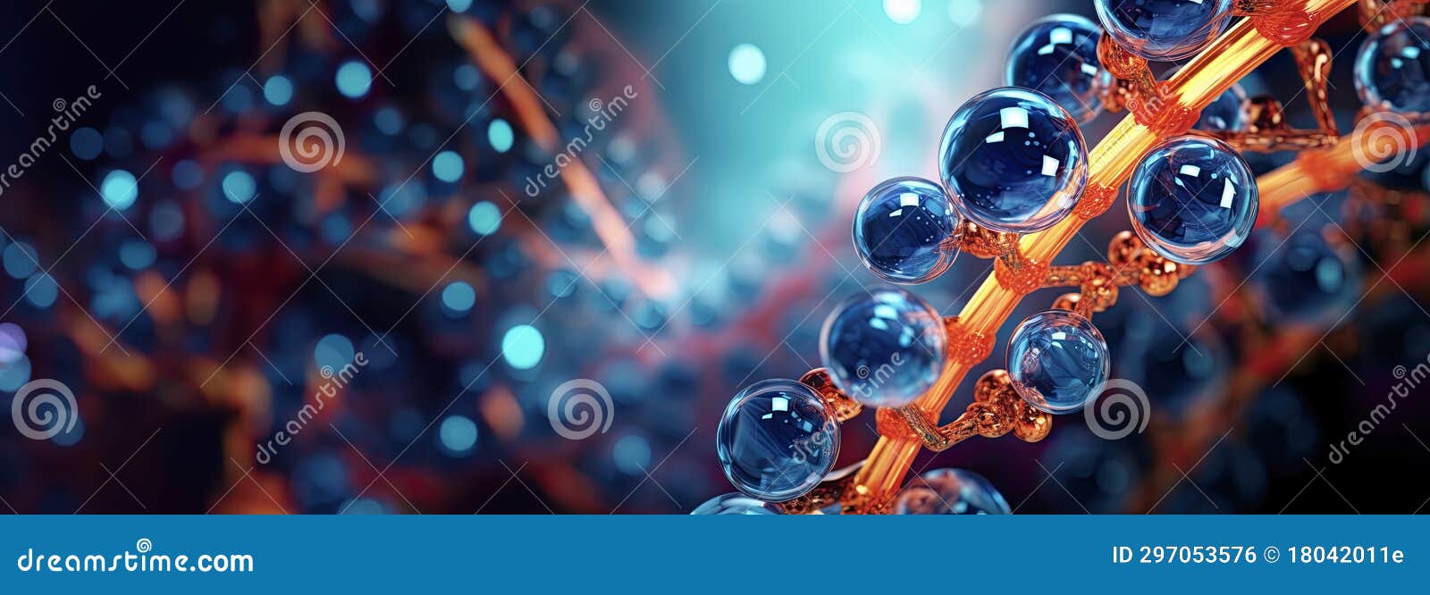 Abstract Depiction of DNA and RNA Molecules Inside a Cell on Dark ...