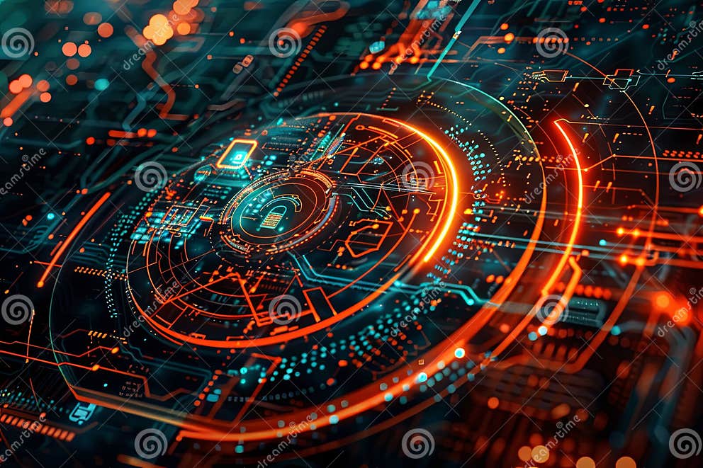 Abstract Depiction of a Futuristic Cybersecurity Interface Featuring ...