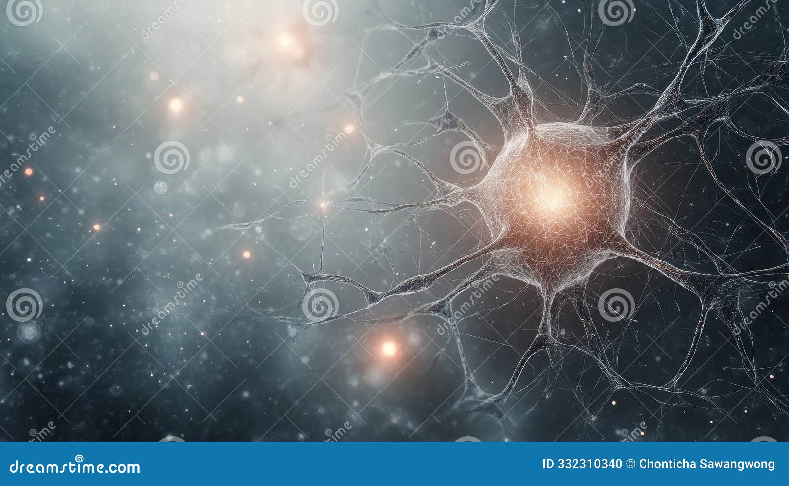 Depiction Of A Nerve Cell Or Neuron With Branching Dendrites And The ...