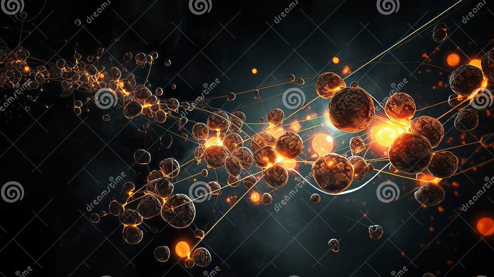 An Abstract Depiction of Nuclear Chain Reactions Stock Illustration ...