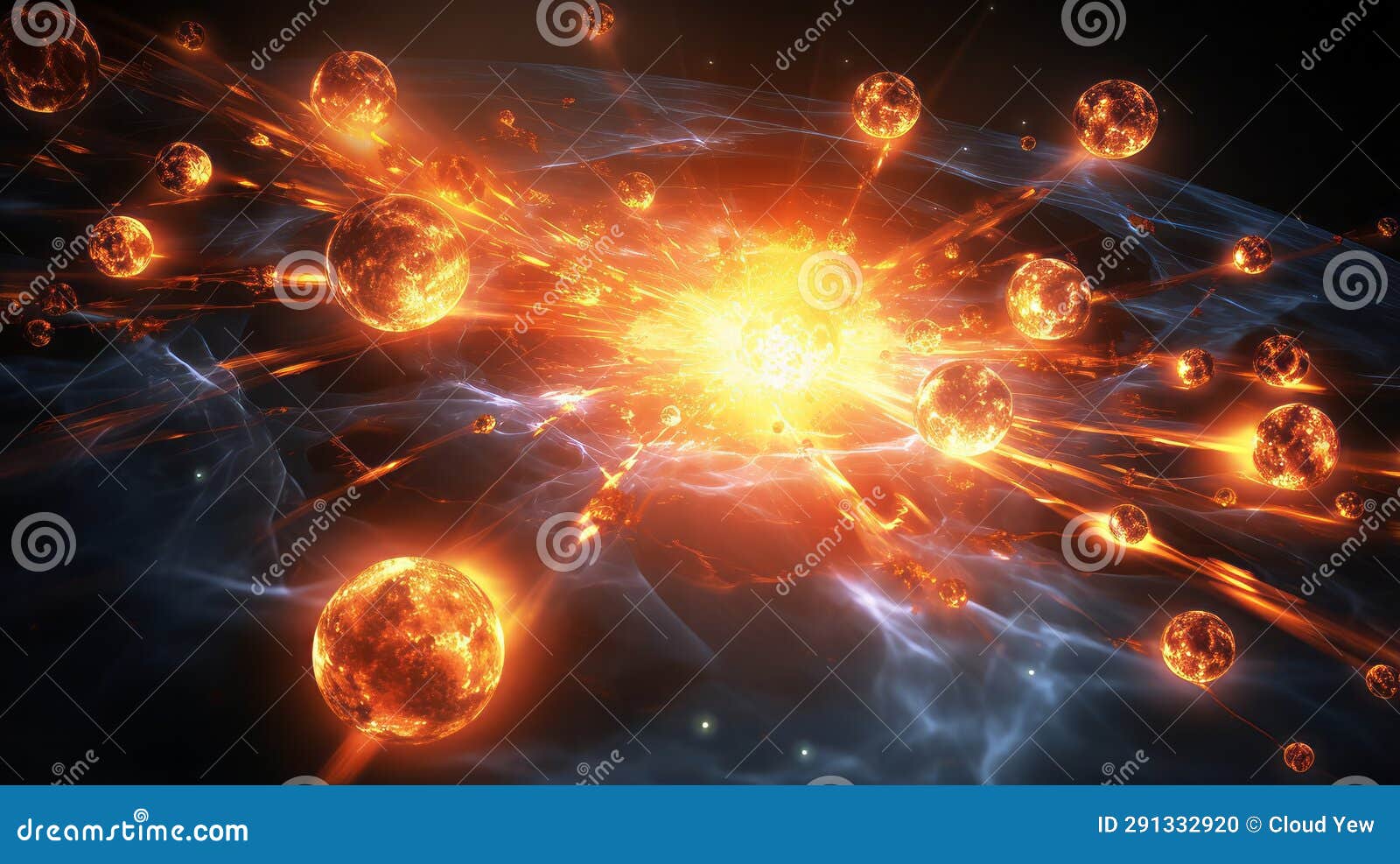 Abstract Depiction of Nuclear Fusion Reactions Stock Illustration ...