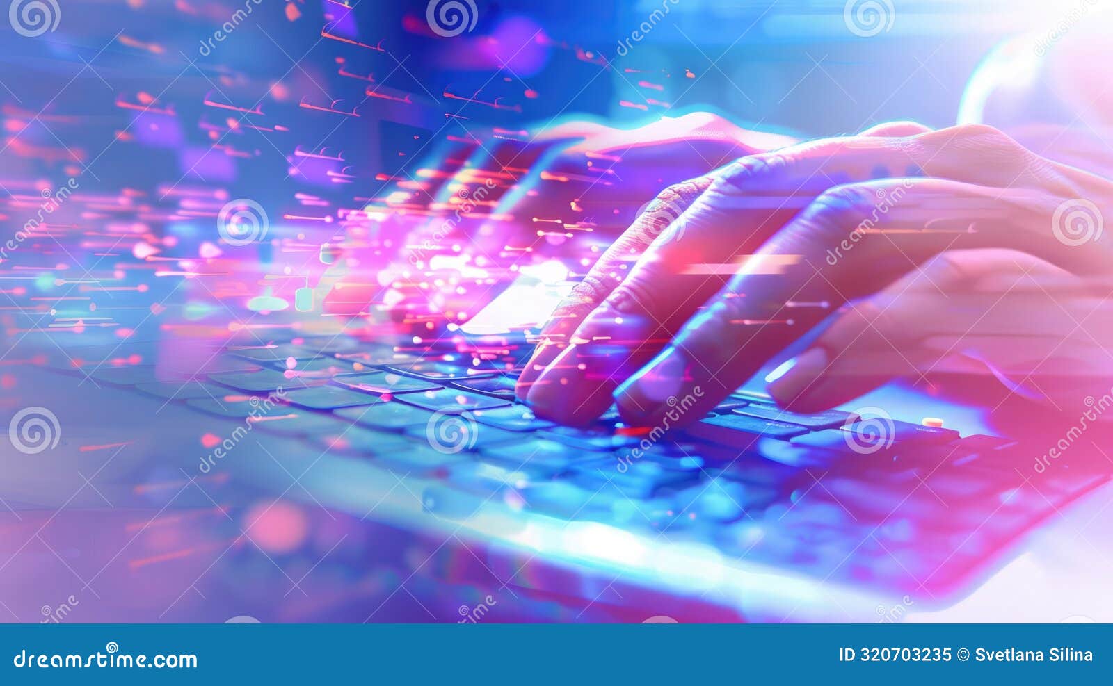 Abstract Depiction of QA Engineer Typing on Floating Keyboard with ... Abstract Depiction of QA Engineer Typing on Floating Keyboard with ...