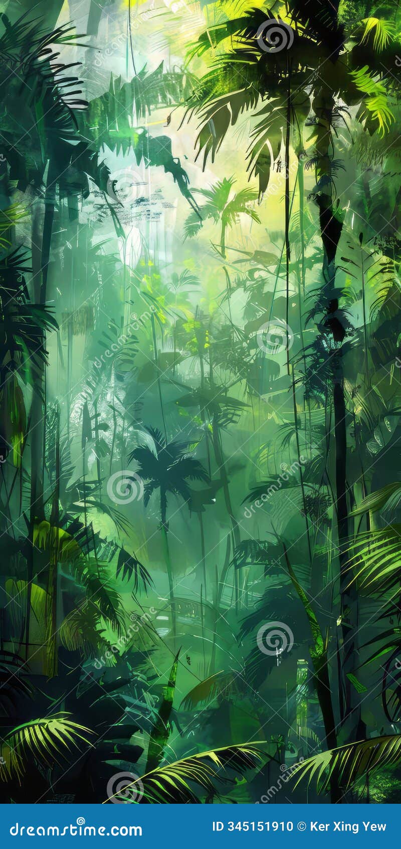 Abstract Depiction of Tropical Rainforest. Stock Illustration ...