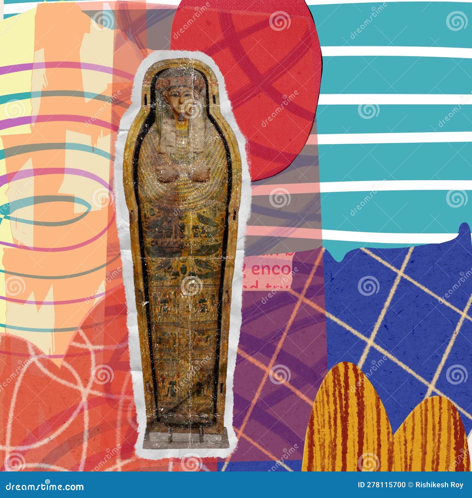 Collage Mixed Media, Art, with Egyptian Metaphors, Colorful Paper ...