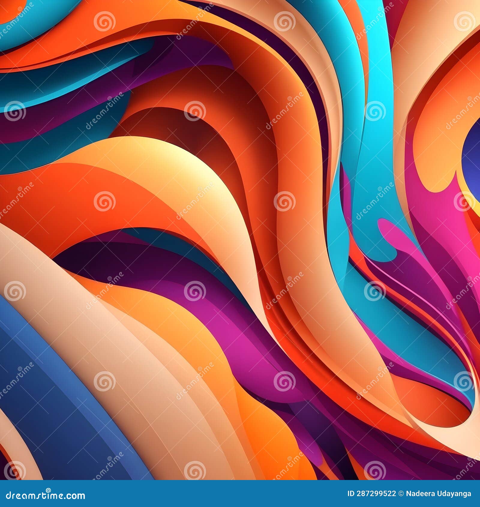 3d Colorful Abstract Wavy Illustration for Wallpaper and Background ...